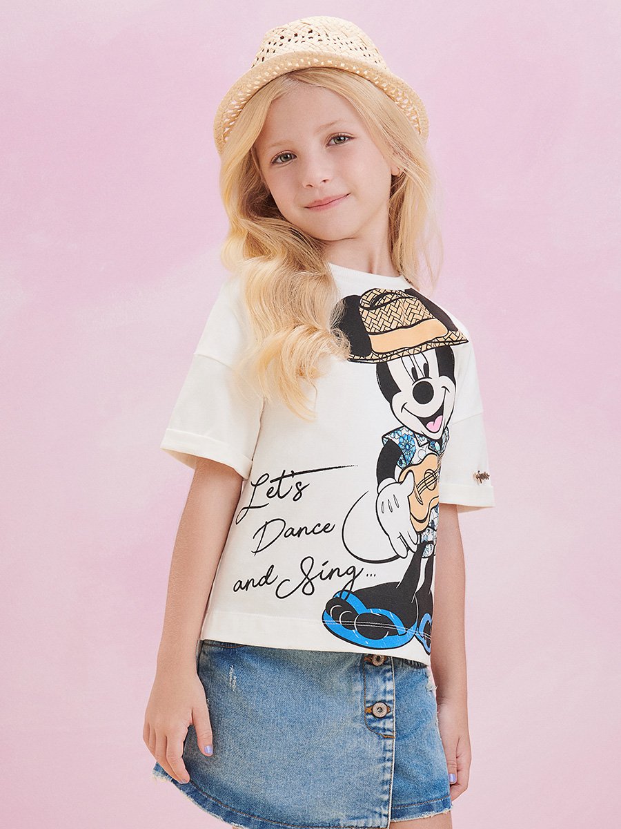 Blusa Off White Mickey e Minnie