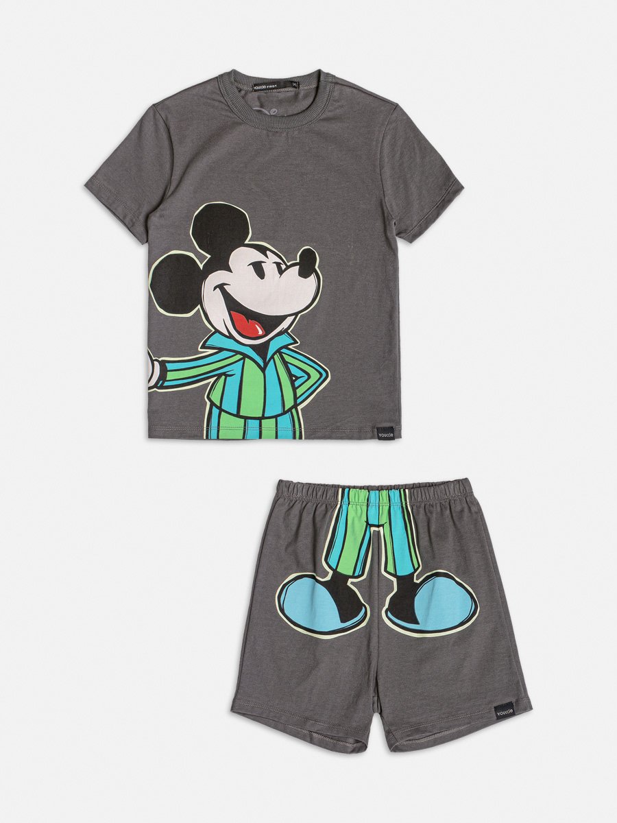 Pijama Cinza Escuro do Mickey Mouse