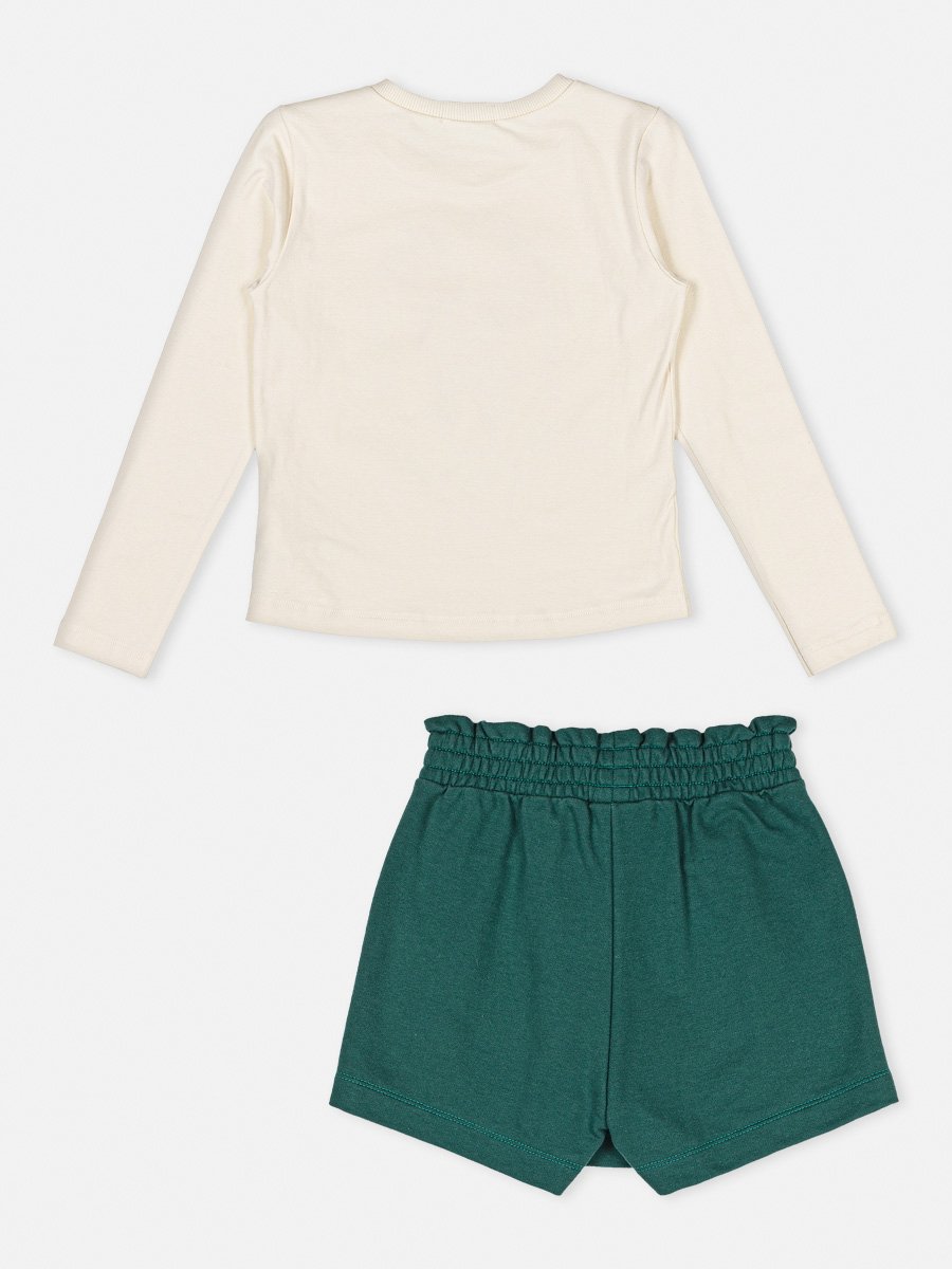 Conjunto Blusa Estampada e Short Saia Verde