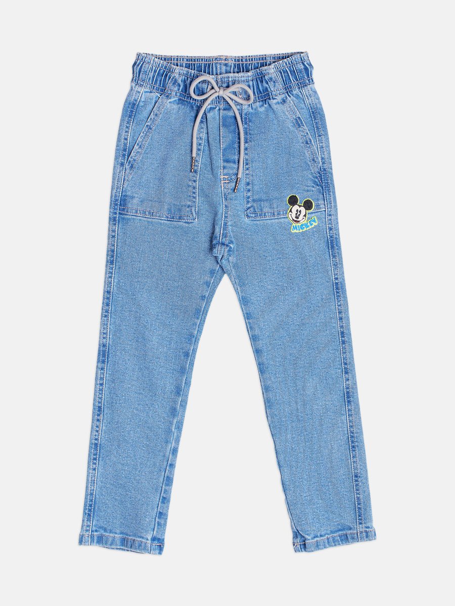 Calça Menino Youccie Jeans Infantil com Patch do Mickey
