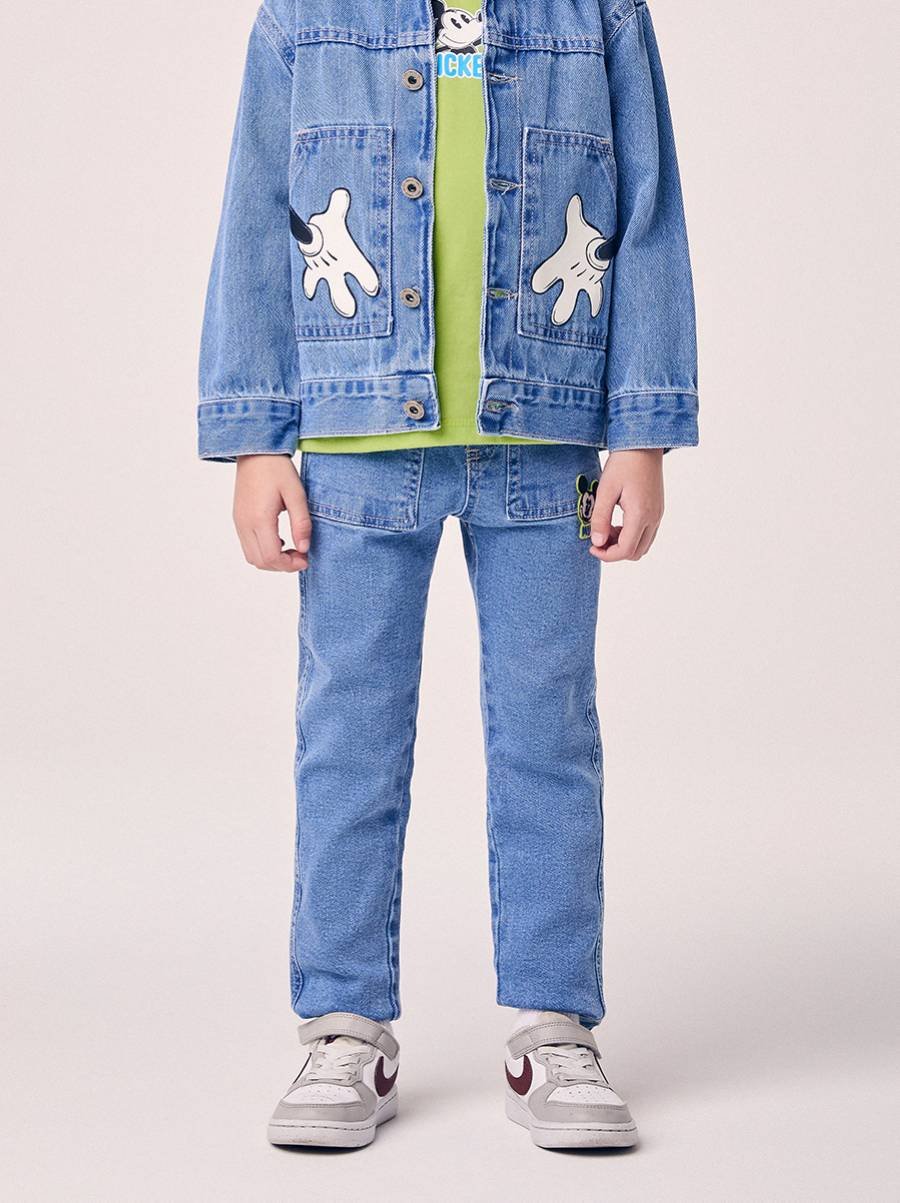 Calça Menino Youccie Jeans Infantil com Patch do Mickey