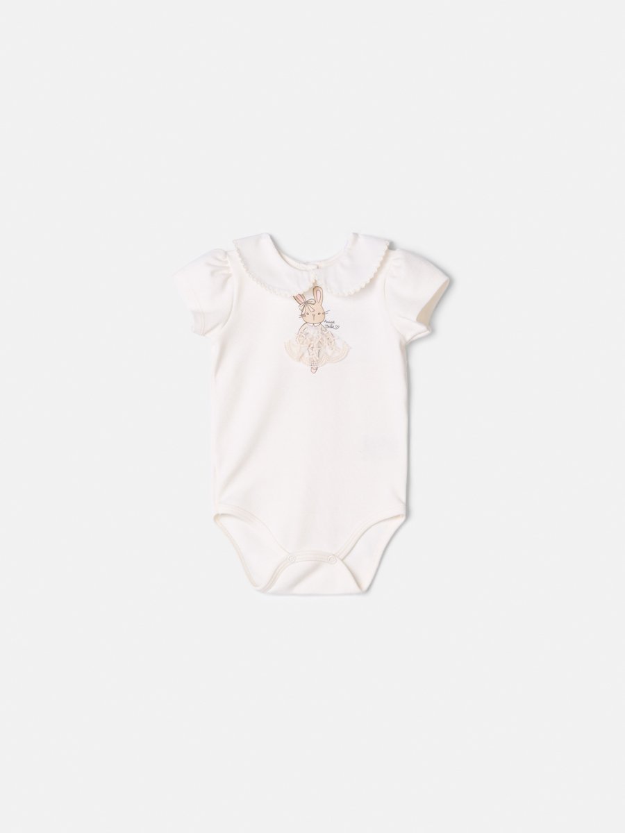Body Infantil Menina Animê de Coelho com Renda e Gola Boneca