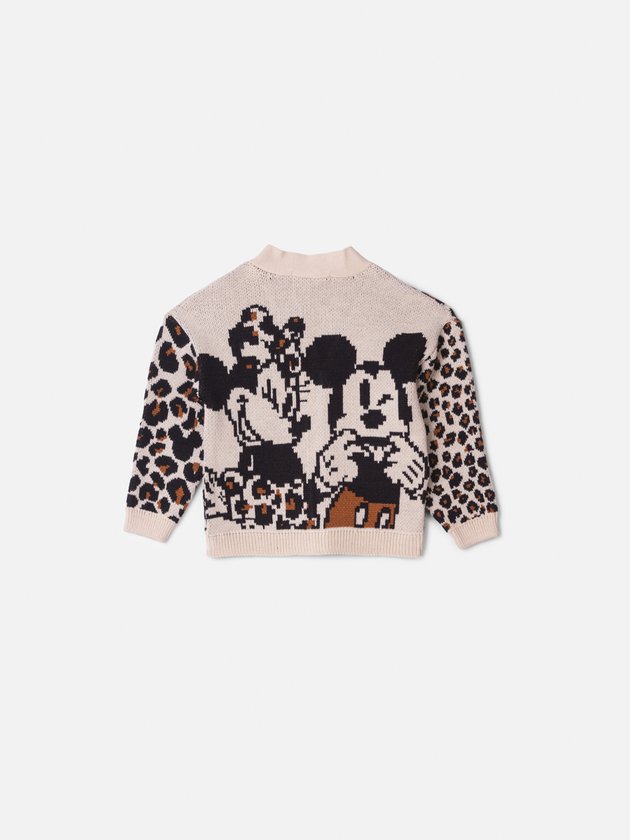 Cardigã Infantil Menina Animê de Tricot Animal Print do Casal Mouse