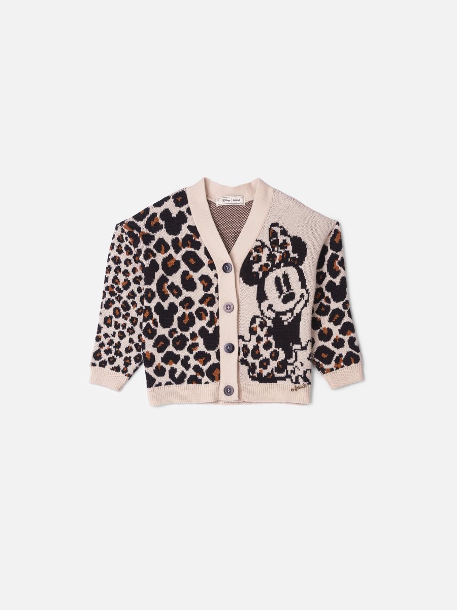Cardigã Infantil Menina Animê de Tricot Animal Print do Casal Mouse